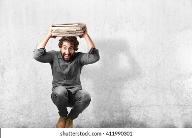 Crazy Man Jumping Surprised Expression Stock Photo 411990301 | Shutterstock