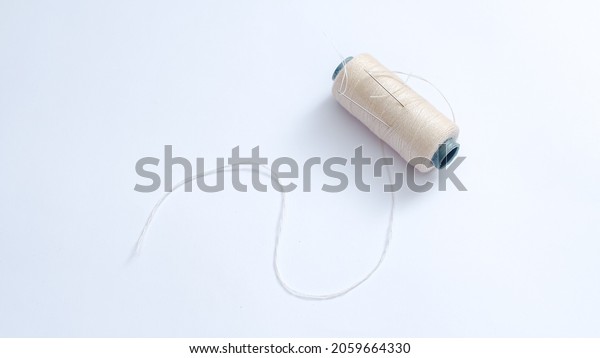 Cream Thread Isolated White Background Stock Photo 2059664330 ...