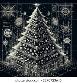 Create Christmas Tree Dimensions Technical Drawing Imagen generada por ...