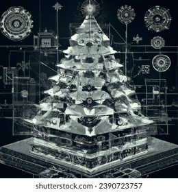 Create Christmas Tree Dimensions Technical Drawing Imagen generada por ...