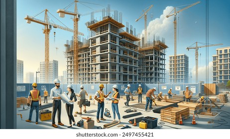 Half Drawing Half Building Construction Activities AI-generated image ...