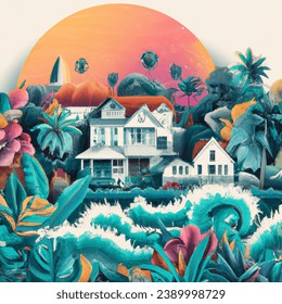 Create Digital Collage Featuring Iconic White AI-generated image ...