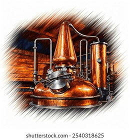 Antique Copper Stills Making Rum On AI-generated image 2540294193 ...
