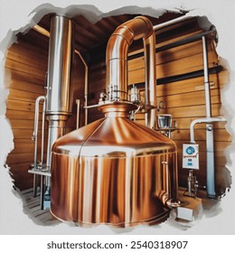 Create Drawing Copper Still Bourbon Production AI-generated image ...
