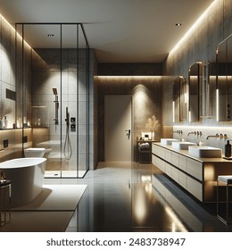 Create High-resolution Image Modern Luxurious Bathroom AI-generated ...