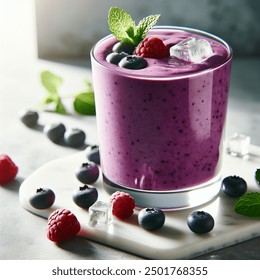 Rich Blueberry-almond Smoothie Clear Glass Ideal AI-generated image ...