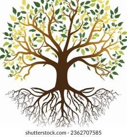 Tree Growing Roots Leaf Illustration AI-generated image 2478195671 ...