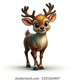 Cartoon Reindeer Looking Back Behind White AI-generated image ...