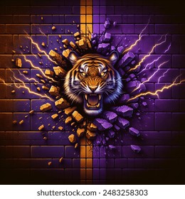 Create Image Lsu Tiger Busting Through AI-generated image 2483258655 ...