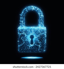 Digital Lock Symbol Glowing Blue Green AI-generated image 2468158601 ...