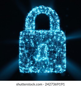 Digital Lock Symbol Glowing Blue Green AI-generated image 2468158601 ...