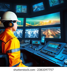 Futuristic Open-pit Mining Operation Remote-controlled Technology AI ...