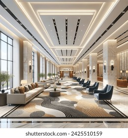 Create Modern Grand Lobby Create White AI-generated image 2424990211 ...
