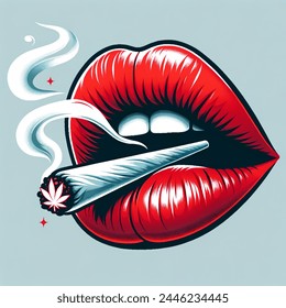 Simple Vector Illustration Lips Smoking Joint AI-generated image ...