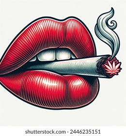 Simple Vector Illustration Lips Smoking Joint AI-generated image ...