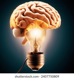 Advertising Testimonial Photo Lamp Brain Inside AI-generated image ...