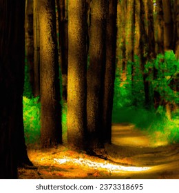 Outdoor Photo Liminal Trail Hazy Evergreen AI-generated image ...
