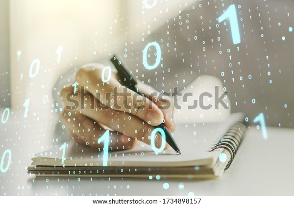 Creative Abstract Binary Code Sketch Man Stock Photo 1734898157 ...