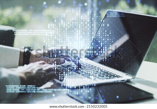 Creative Code Skull Sketch Hands Typing Stock Photo 2150232005 ...