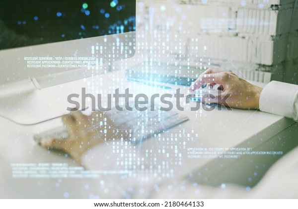 Creative Code Skull Sketch Hands Typing Stock Photo 2180464133 ...