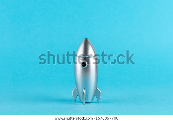 Creative Composition Silver Rocket On Pastel Stock Photo (Edit Now ...
