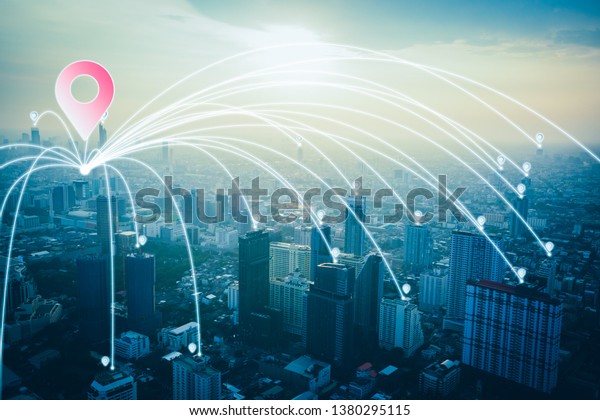 Creative Design Network Connection Concept Landmark Stock Photo ...