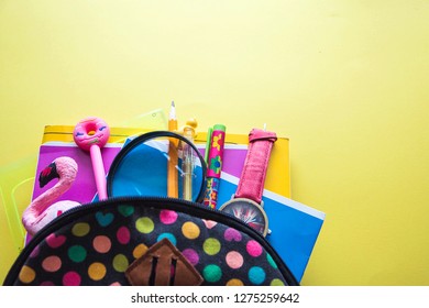Backpack School Supplies Top View On Stock Photo (Edit Now) 1433458073