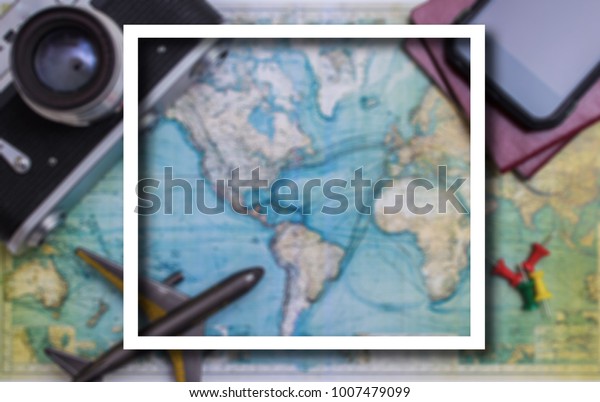 Creative Layout Blurred World Map Travel Stock Photo 1007479099 ...