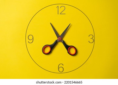 Creative Layout Hour Clock Made Scissors Stock Photo 2201546665 ...
