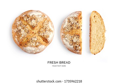 Стоковая фотография 1735962218: Creative Layout Made Bread On White ...