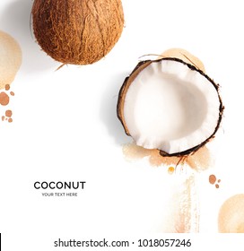 Creative Layout Made Coconut On Watercolor Stock Photo 1018057246 ...