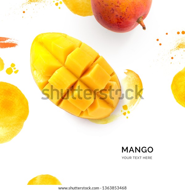 Creative Layout Made Mango On Watercolor Stock Photo (Edit Now) 1363853468