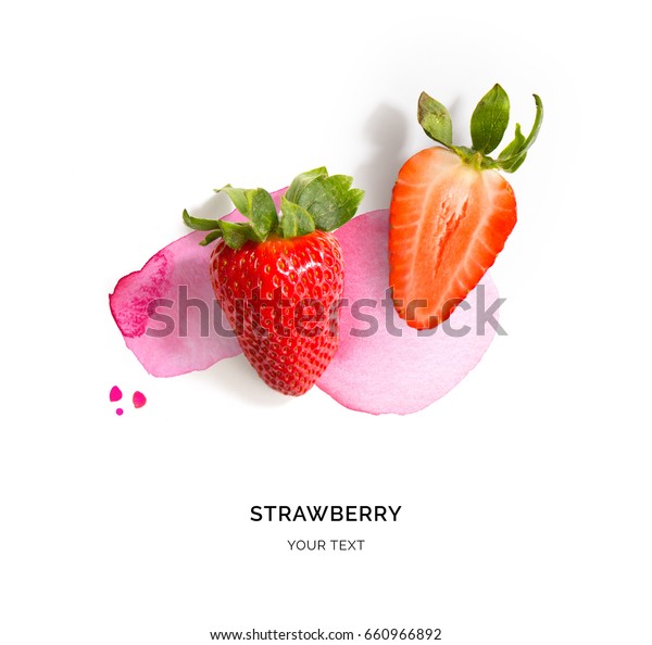 Creative Layout Made Strawberry On Watercolor Stock Photo 660966892 ...