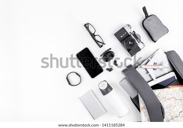 Creative Top View Flat Lay Open Stock Photo 1411185284 | Shutterstock