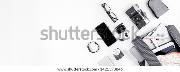 Creative Top View Flat Lay Open Stock Photo 1421393846 | Shutterstock