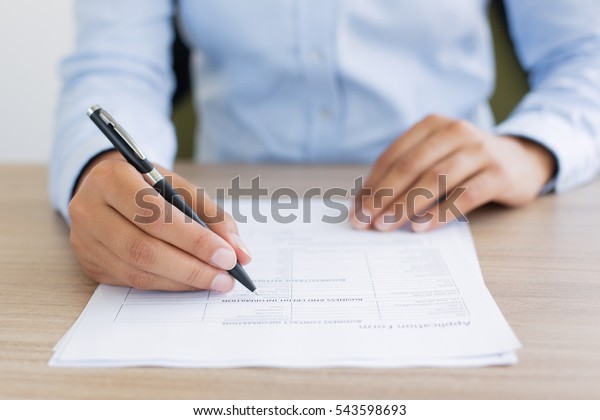 Cropped View Person Completing Application Form Stock Photo (Edit Now ...