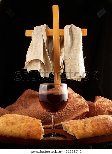 Cross Bread Wine Communion Stock Photo (Edit Now) 31338742