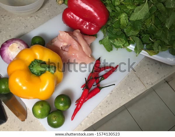 Cross Contamination Different Types Vegetables Such Stock Photo ...
