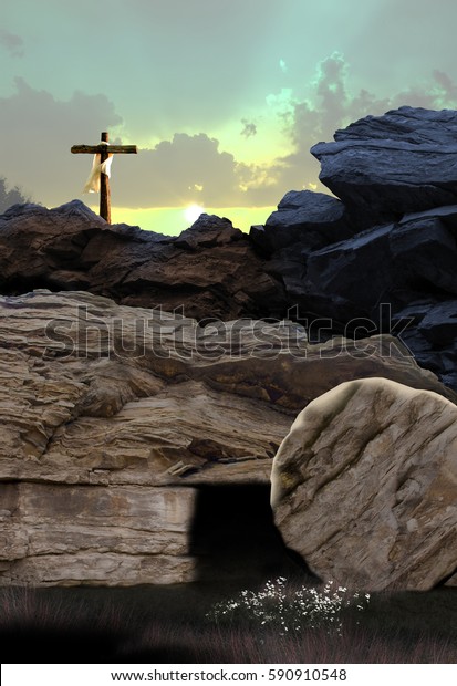 Cross Empty Tomb Stock Photo (Edit Now) 590910548