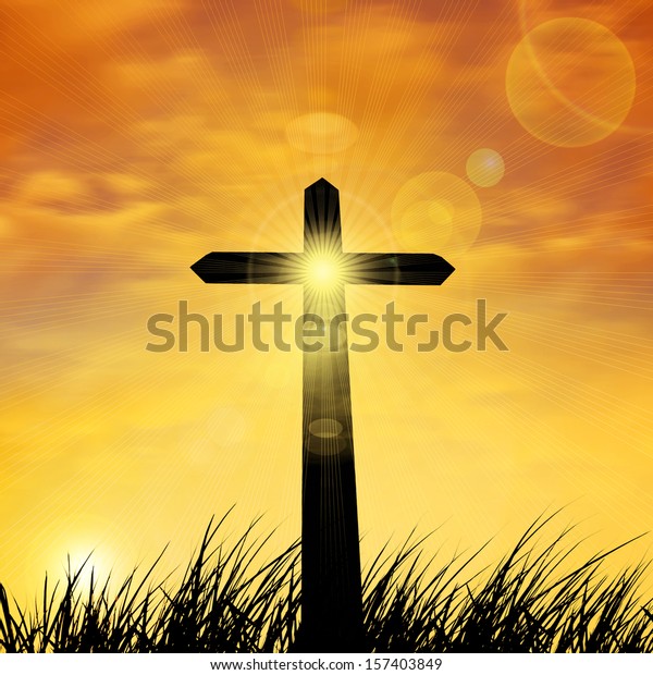 Cross Grass Background Sky Clouds Stock Photo 157403849 | Shutterstock