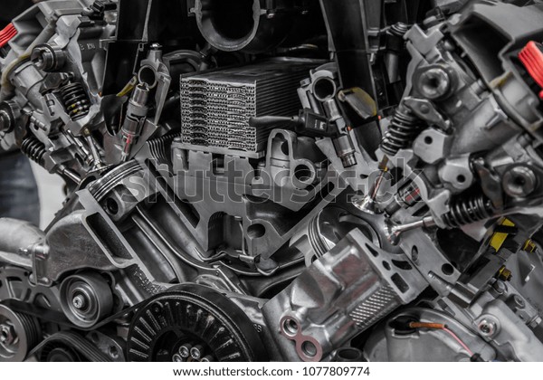 Cross Section Automobile Combustion Engine Automotive Stock Photo ...