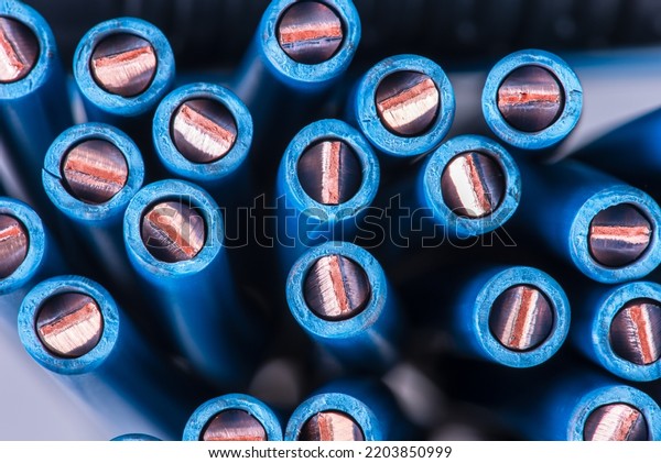 Cross Section Electrical Copper Wire Closeup Stock Photo 2203850999 ...