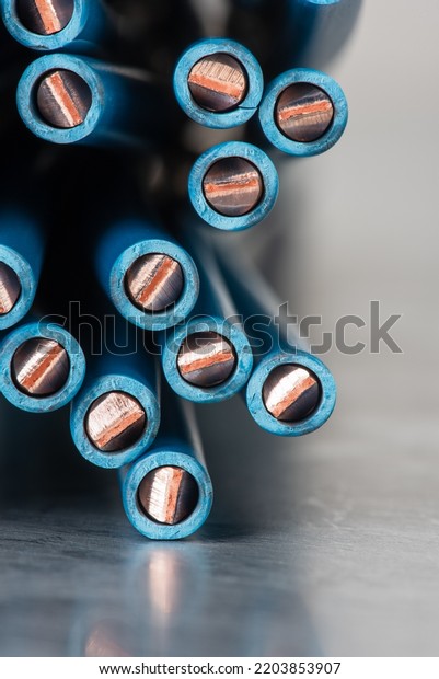 Cross Section Electrical Copper Wire Closeup Stock Photo 2203853907 ...