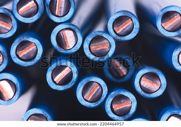 Cross Section Electrical Copper Wire Closeup Stock Photo 2204464957 ...