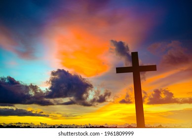 Cross Sunset Background Stock Photo (Edit Now) 1961809999