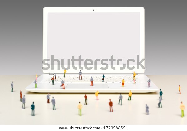 Crowd People Looking Computer Screen Waiting Stock Photo (Edit Now ...