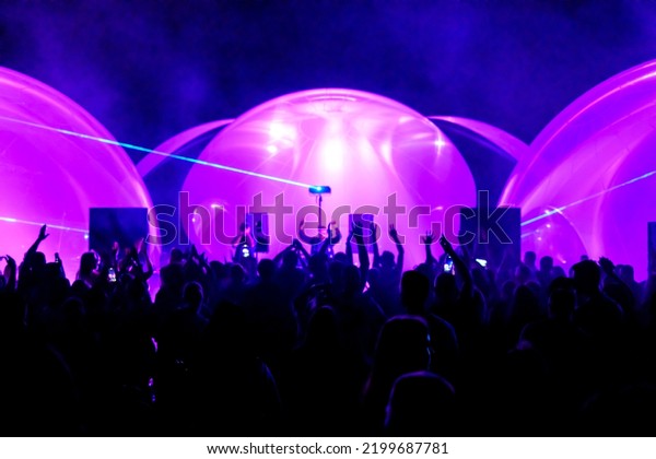 Crowd Unrecognizable People Dancing Clapping Hands Stock Photo ...