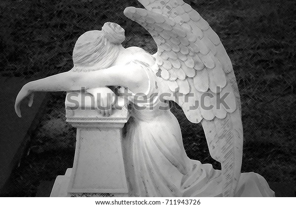Crying Angel Stock Photo (Edit Now) 711943726