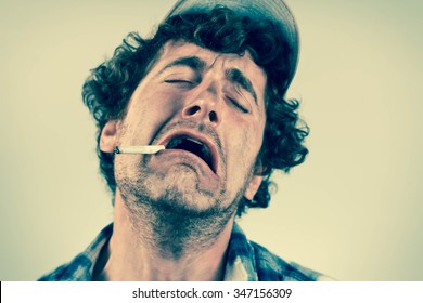 Angry Redneck Yells Shouts While Smoking Foto Stok 347156357 | Shutterstock