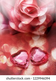 Crystal Gem Two Ruby Hearts Roses Stock Photo 1229946394 | Shutterstock